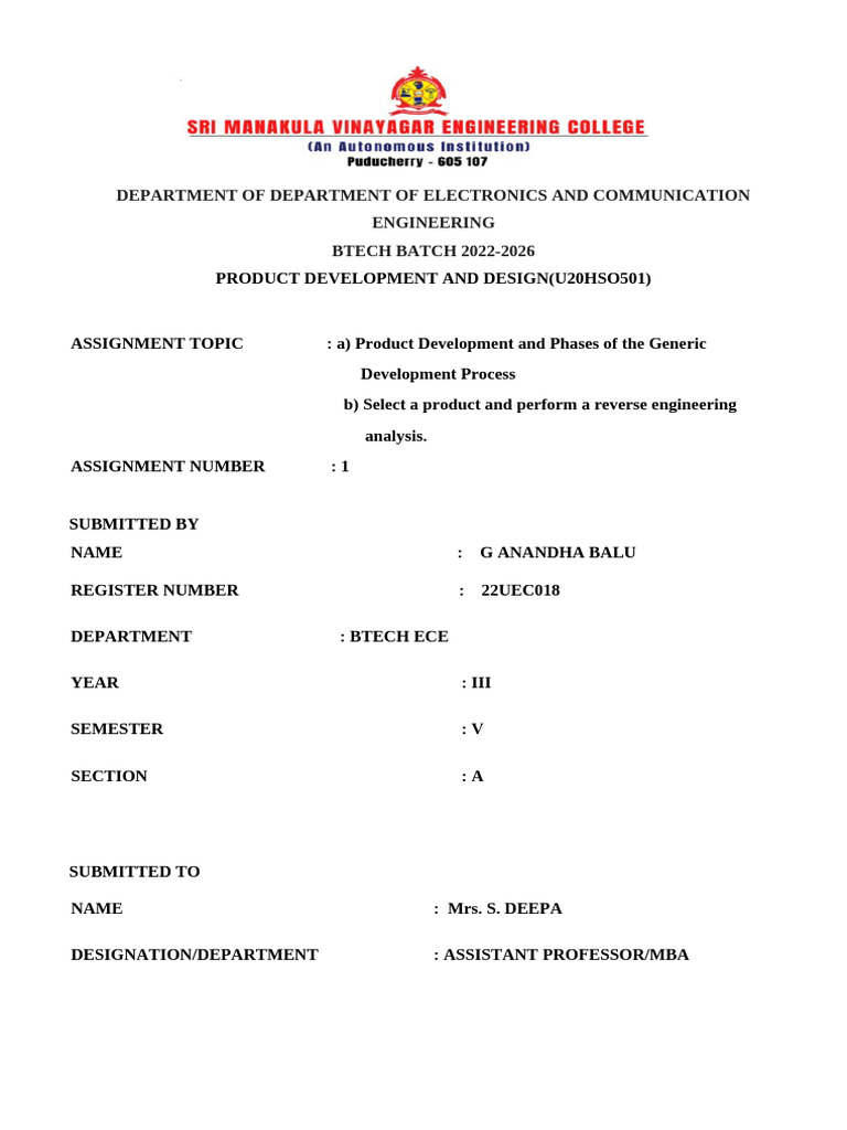 Assignment Cover Page | PDF
