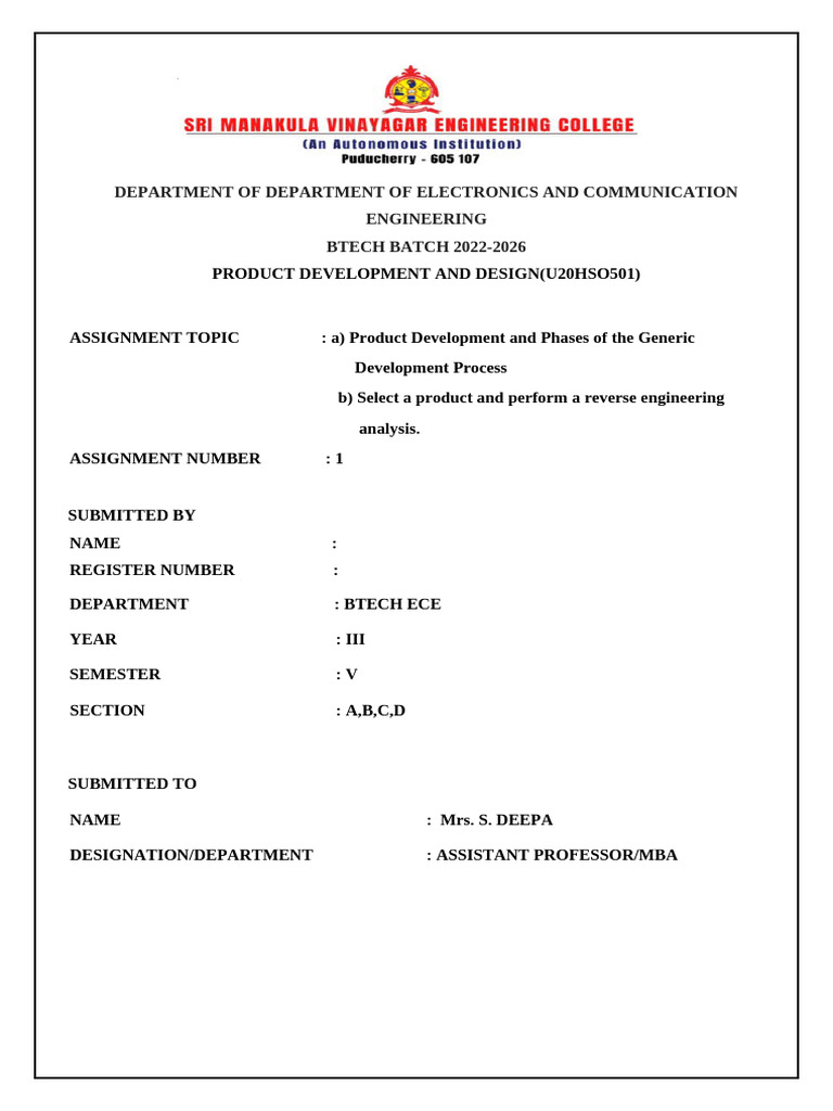 Assignment Cover Page | PDF