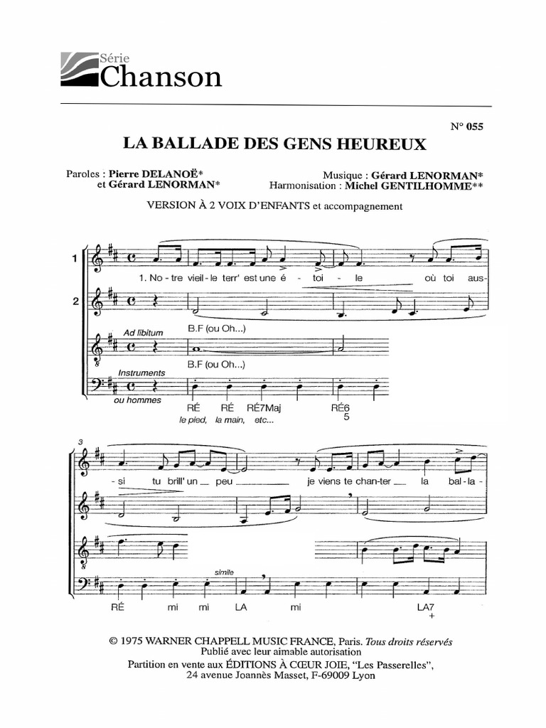 Chant Balade Gens Heureux | PDF