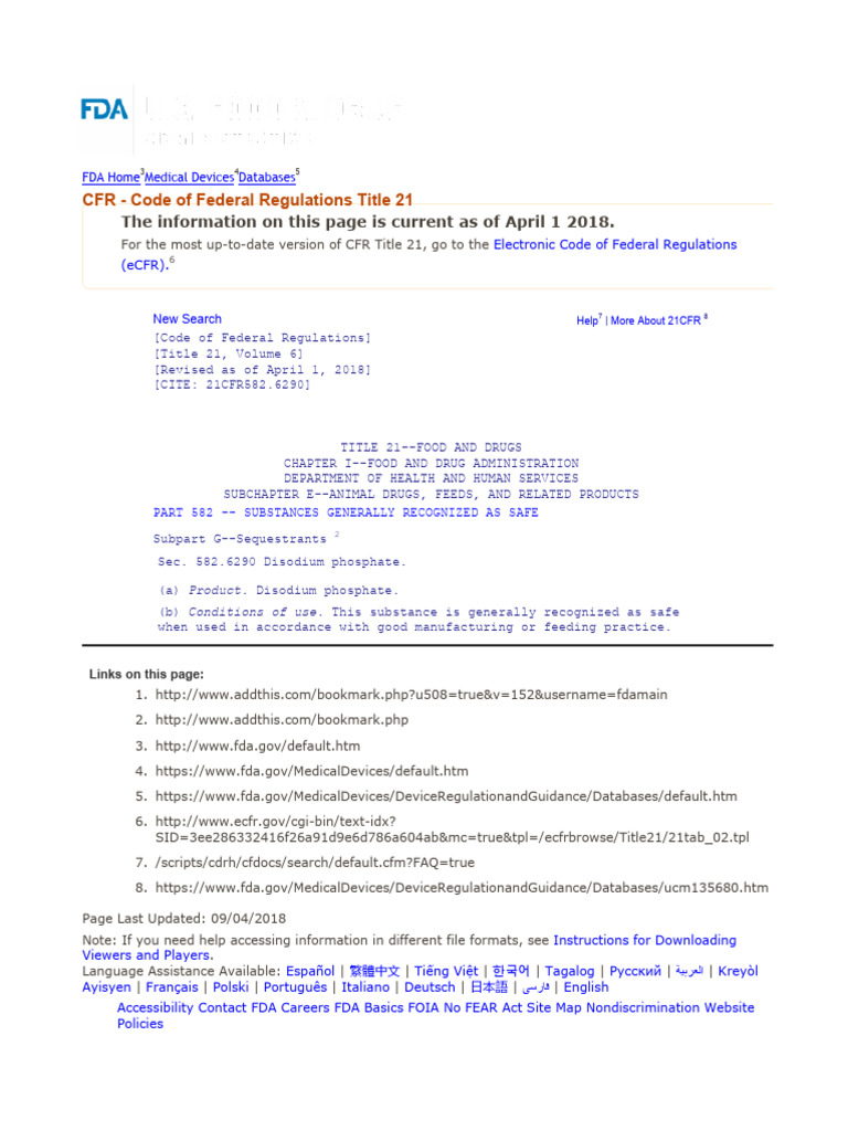 Fosfato Disodico FDA | PDF