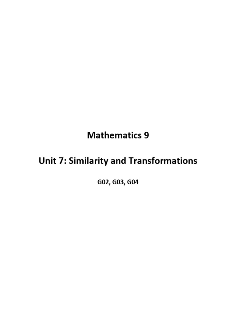 Mathematics 9 - Unit 7 - Similarity and Transformations | PDF