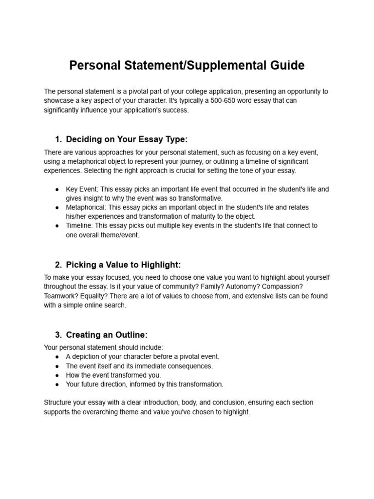 Personal Statement Guide | PDF | Essays