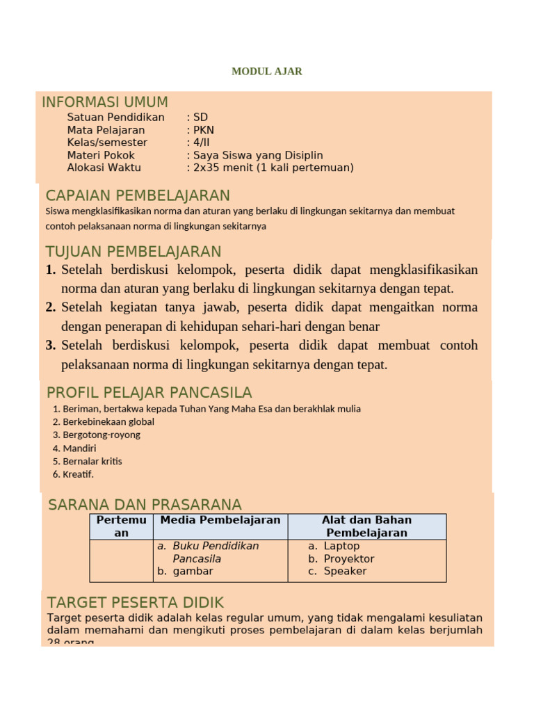 MODUL AJAR PKN BAB 2 | PDF