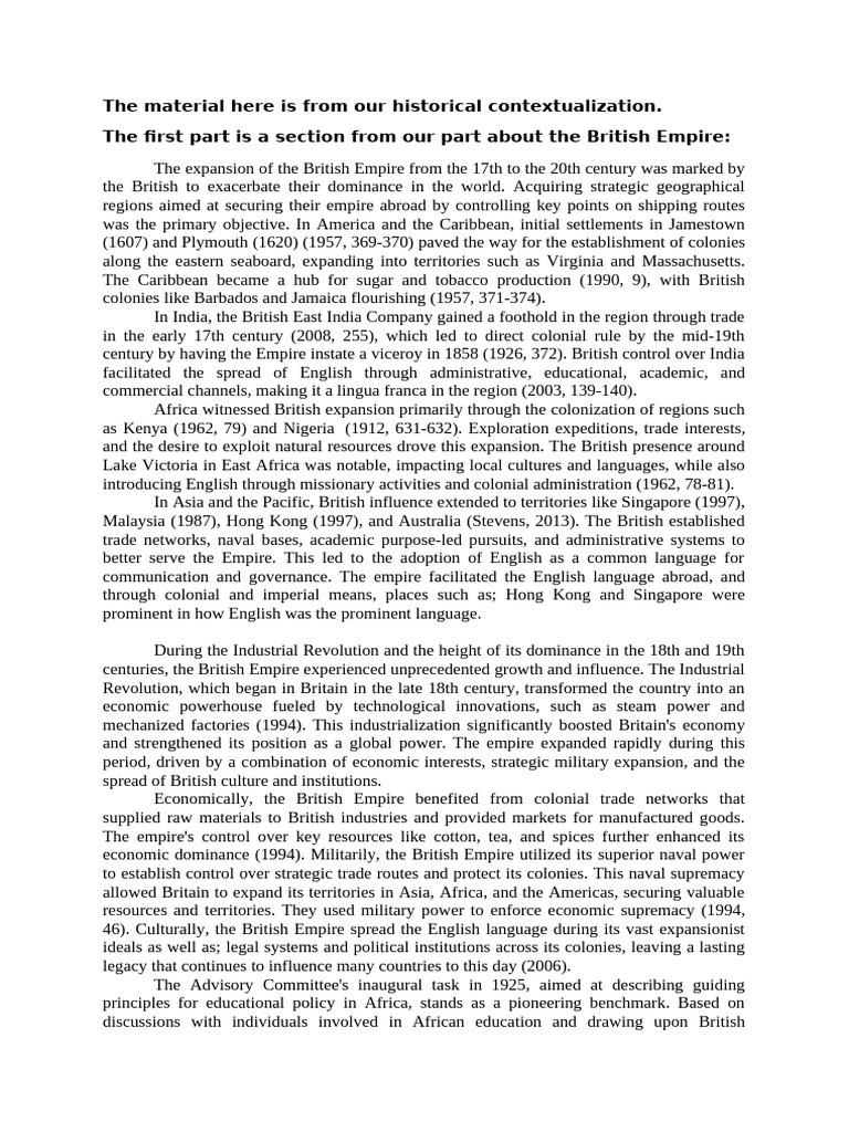 The Material Here Is From Our Historical Contextualization | PDF