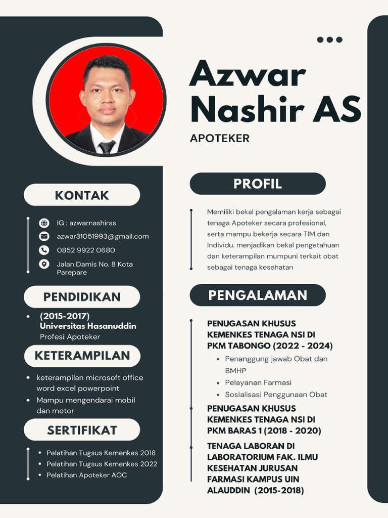1. CV APOTEKER AZWAR | PDF
