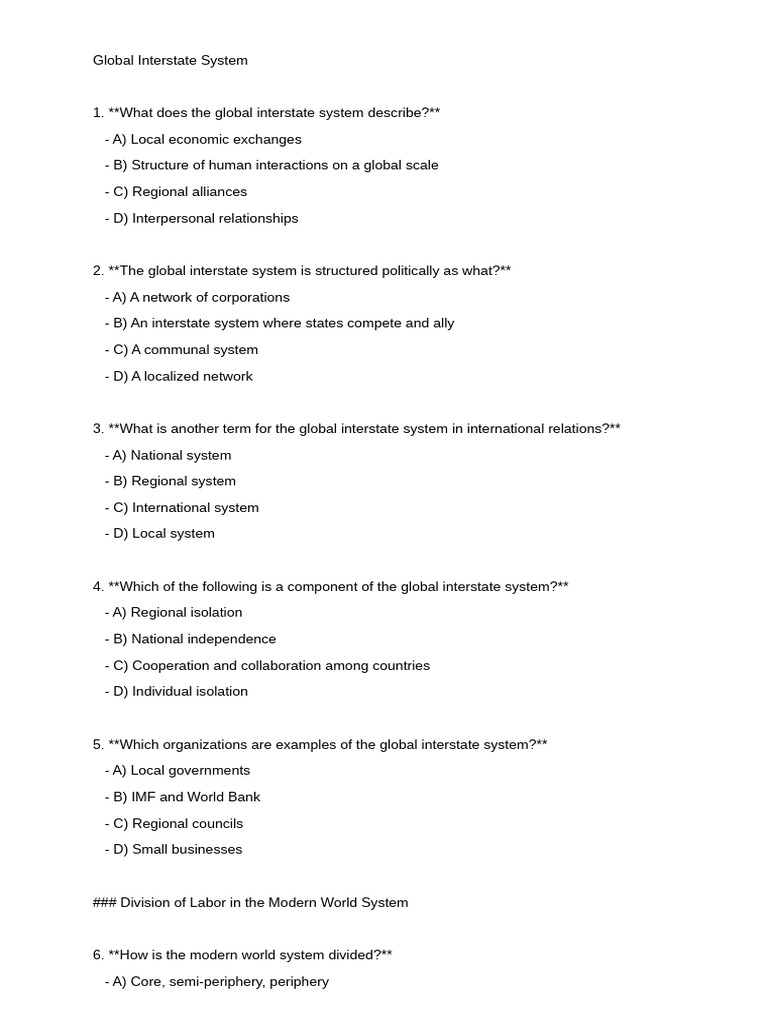 Globalization & World Systems Quiz | PDF | Globalization | Interfaith ...