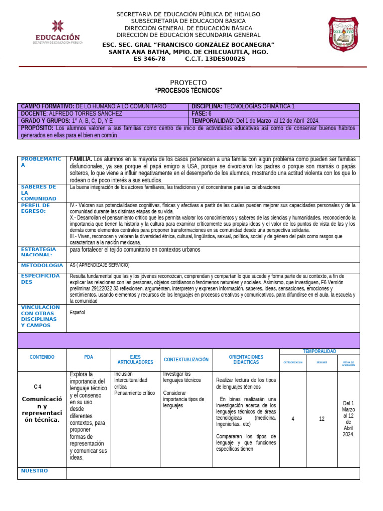 Proyecto Ofimatica 1ro Marzo | PDF