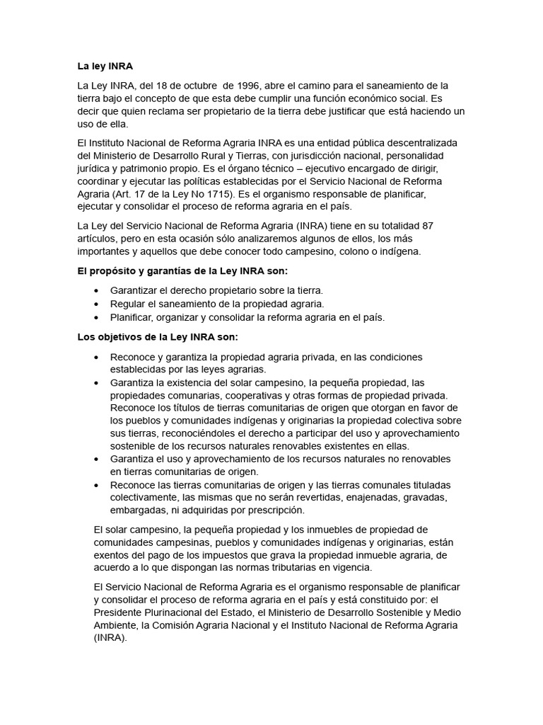 Ley Inra | PDF