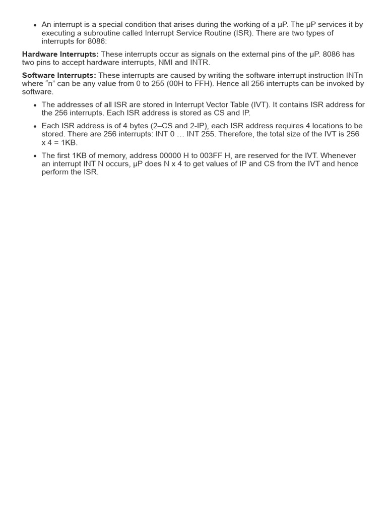 Explain The Interrupt Structure of 8086 With Its IVT | PDF | Computer Hardware | Computer ...
