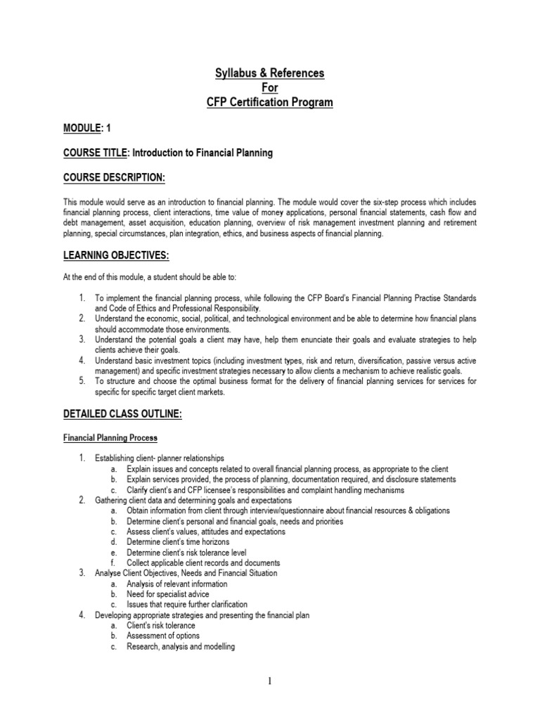 CFP Syllabus | PDF