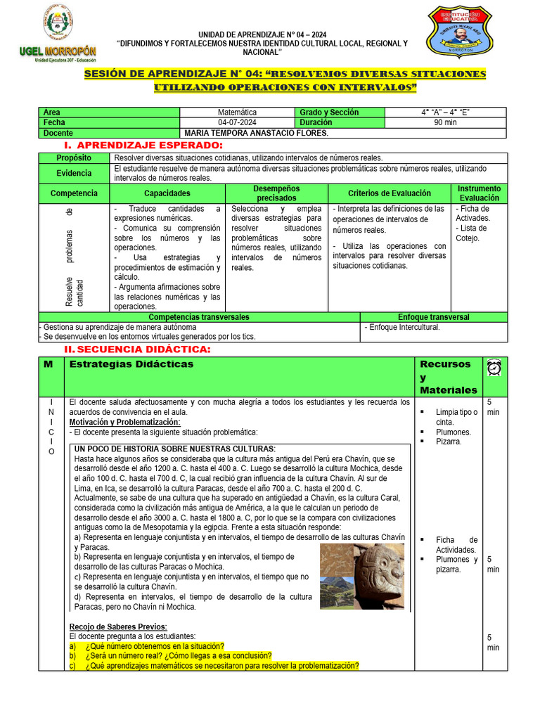 4° SESION DE APRENDIZAJE 04 EDA 04-IIB-4A-4E-MTAF | PDF