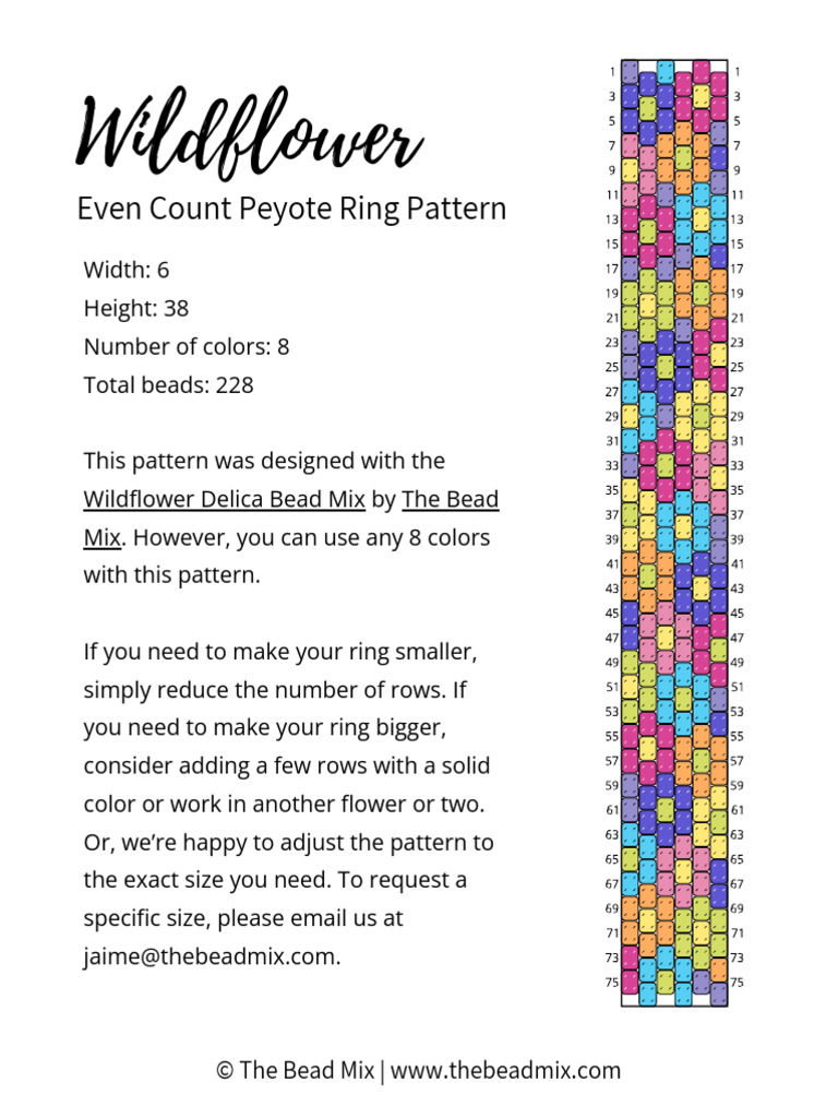 Wildflower Peyote Ring Beading Pattern | PDF