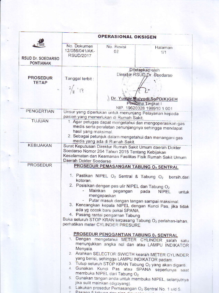 Sop 9. Operasional Oksigen | PDF
