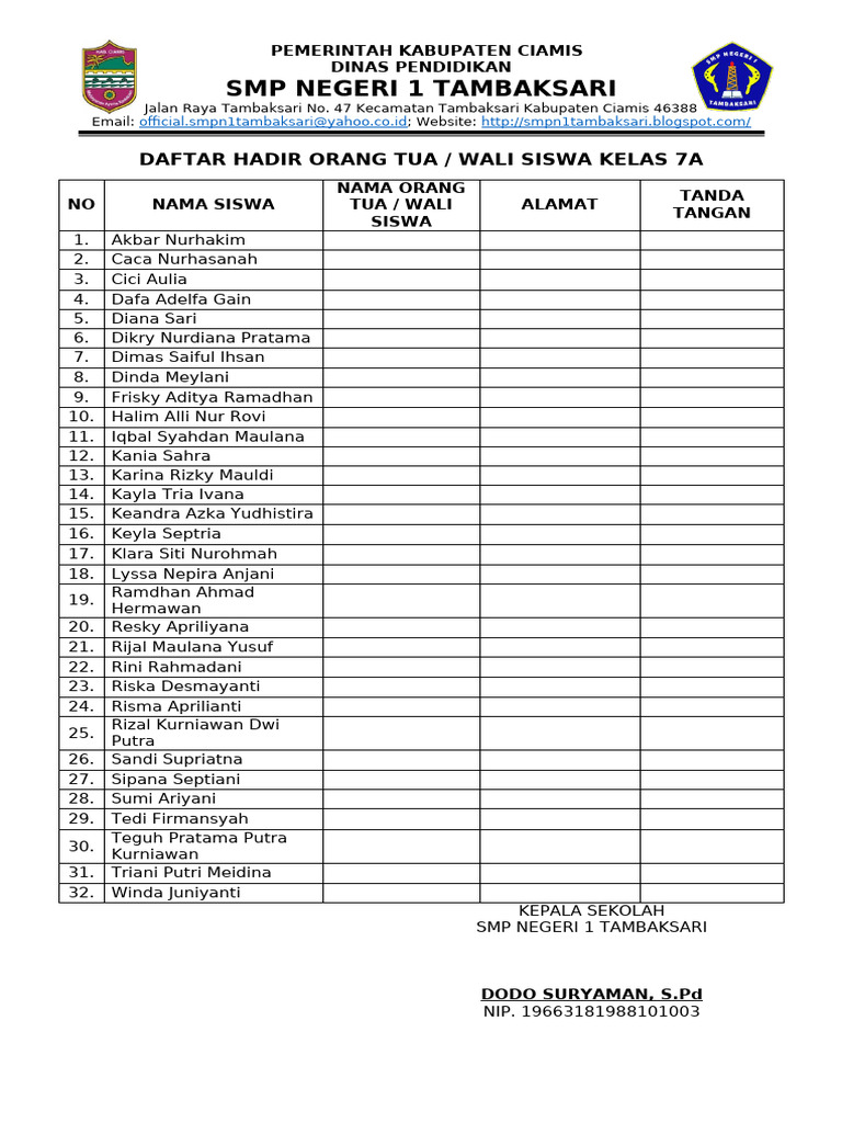 Daftar Hadir Rapat | PDF