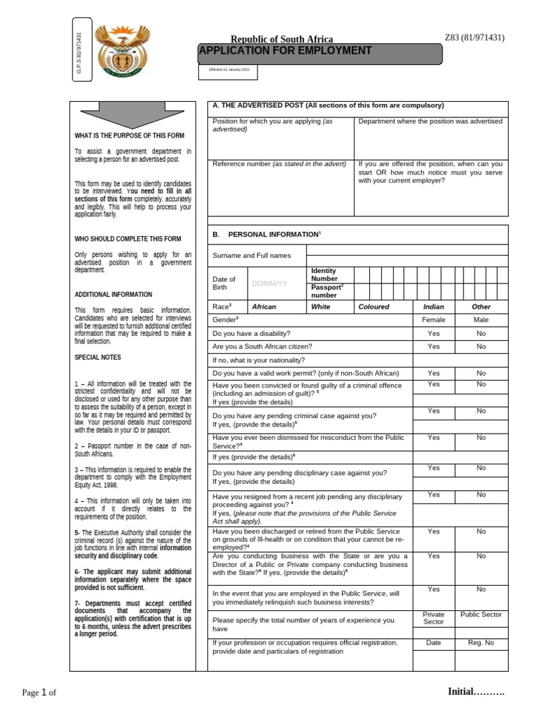 Approved New Z83 Form Gazetted 6 Nov 2020 | PDF