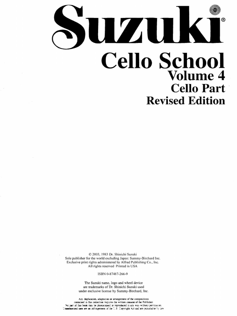SUZUKI, S. - Cello School Vol 4 | PDF