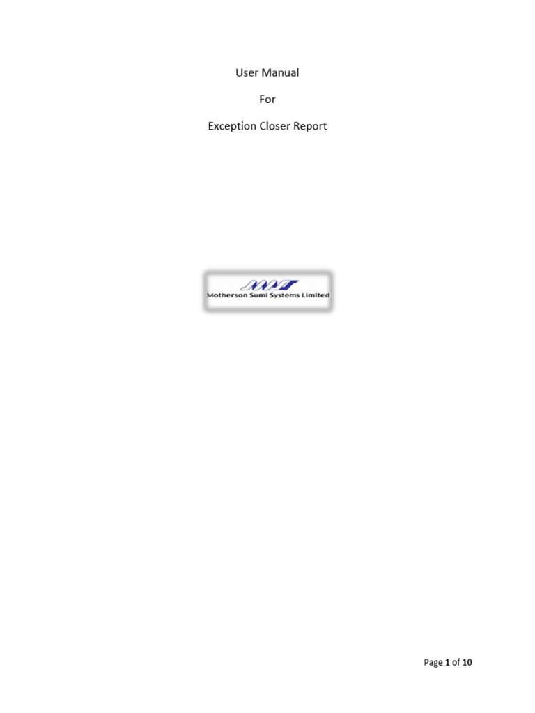 Exception Closer Report User Manual | PDF | Computing | Finance & Money Management