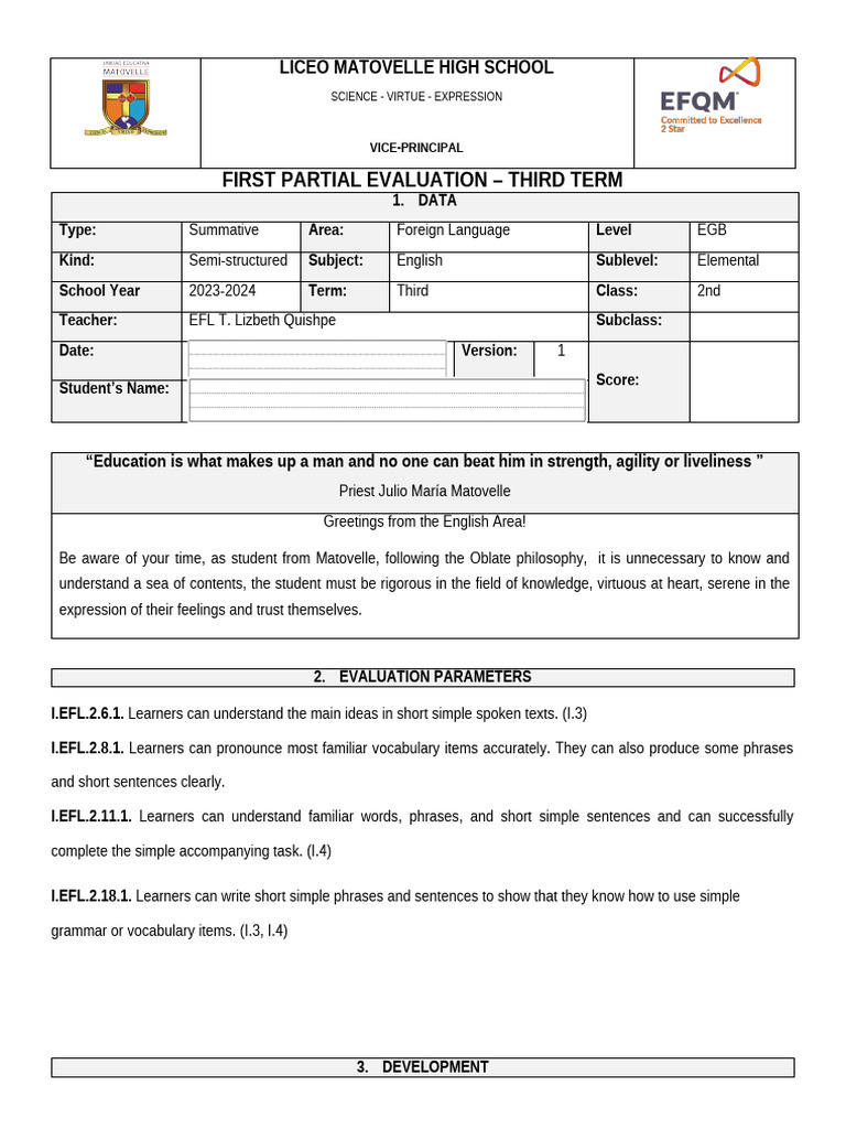 Third Term - First Partial Evaluation 2nd | PDF