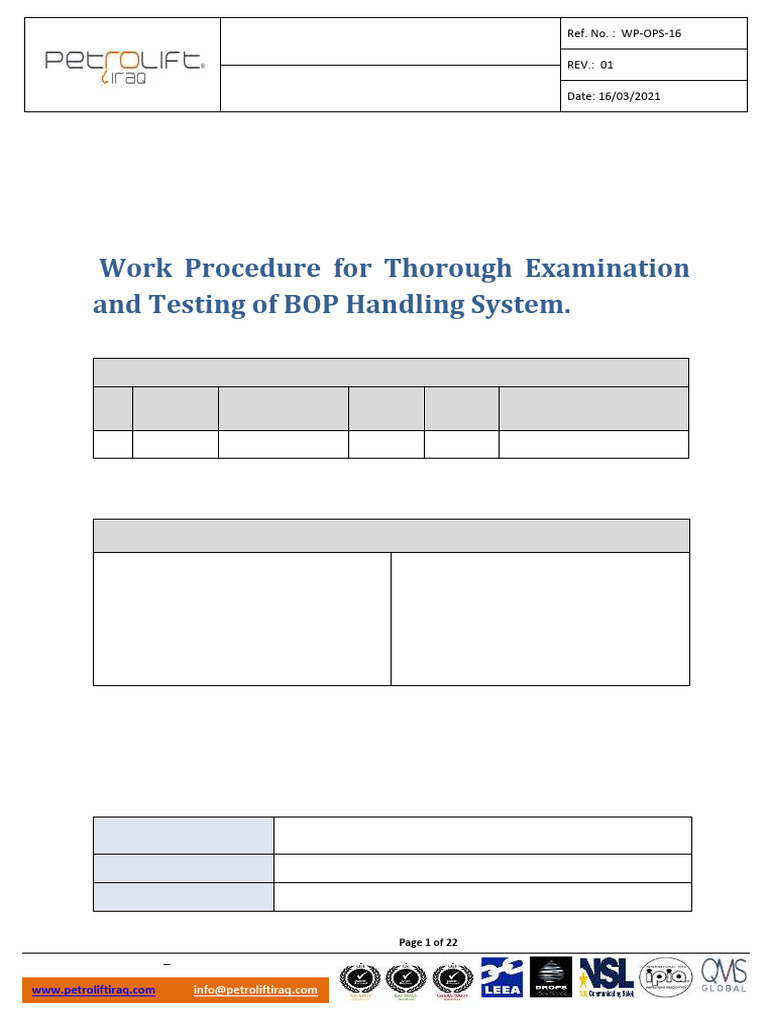 WP OPS 16 BOP Handling System | PDF