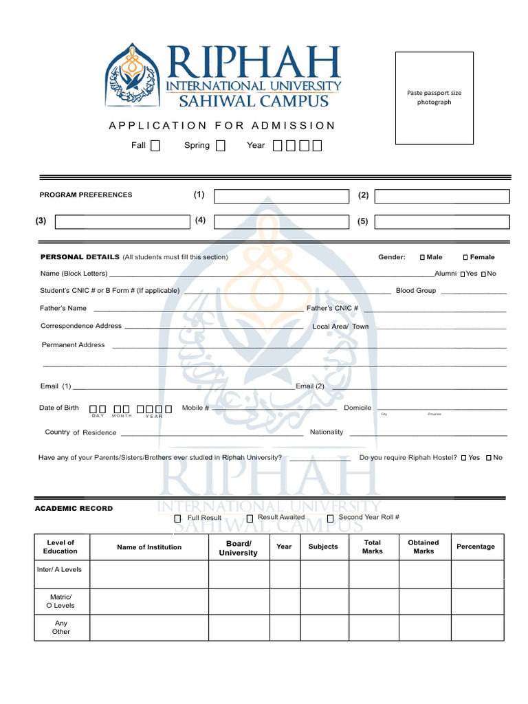 Admission Form | PDF