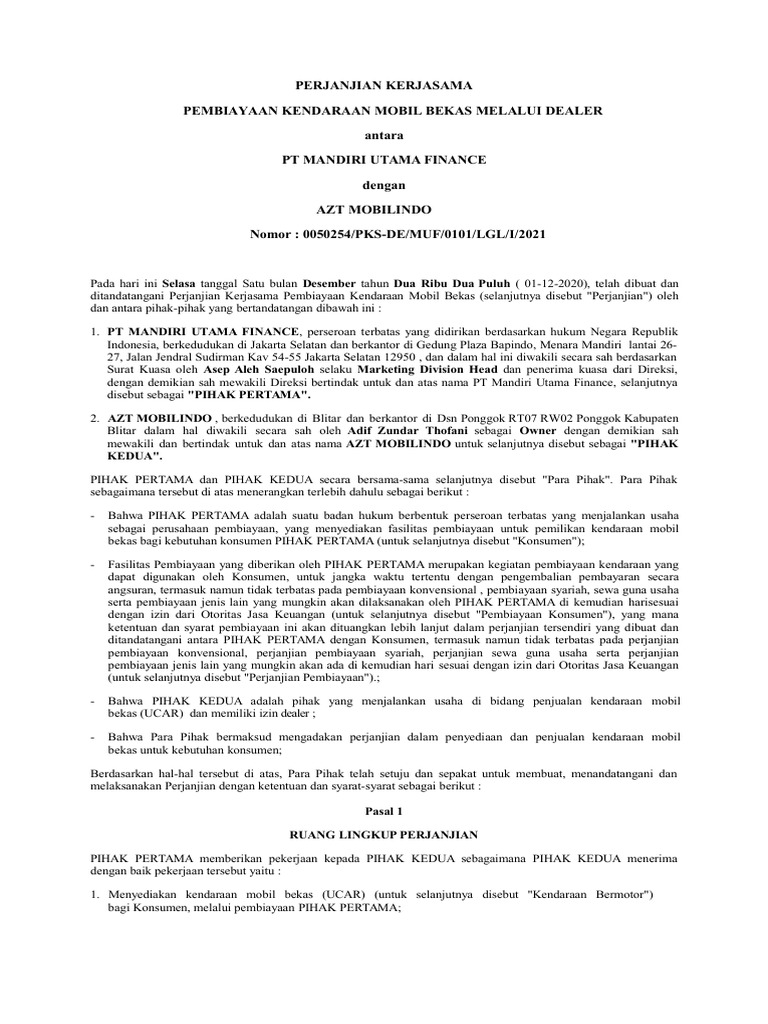 PKS DEALER AZT MOBILINDO | PDF