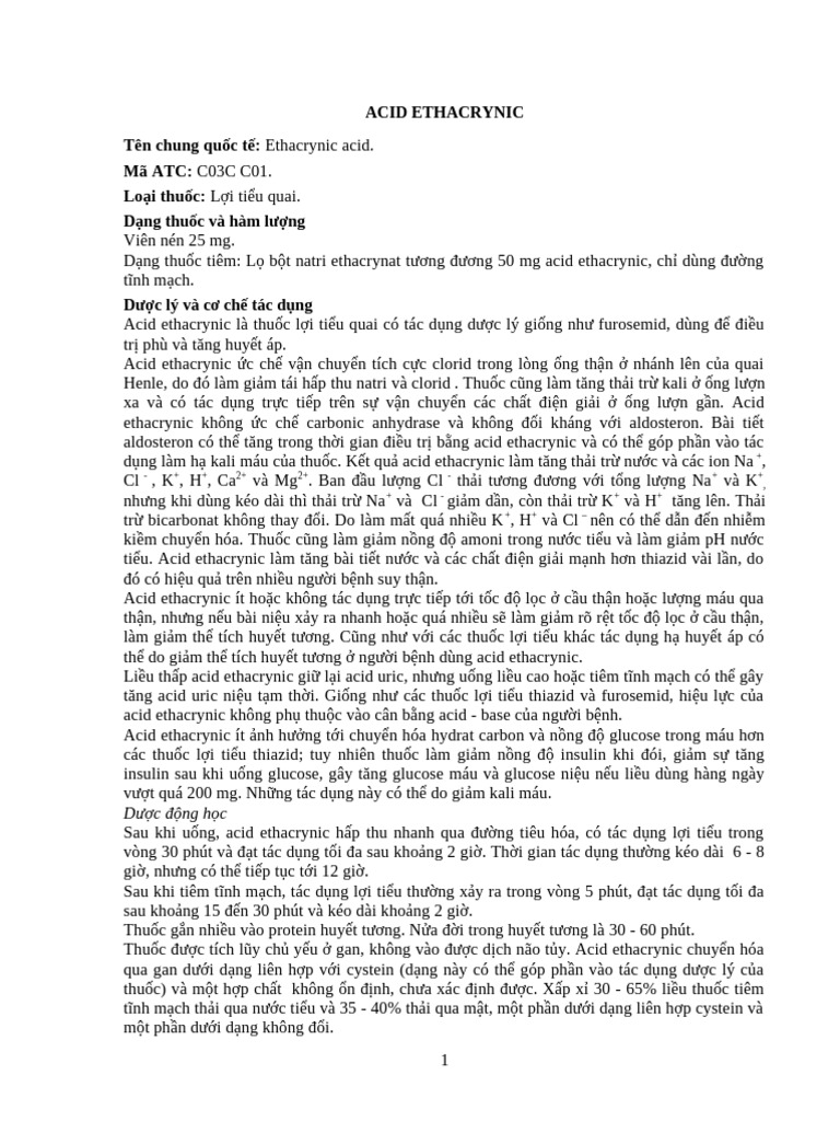 Acid Ethacrynic | PDF