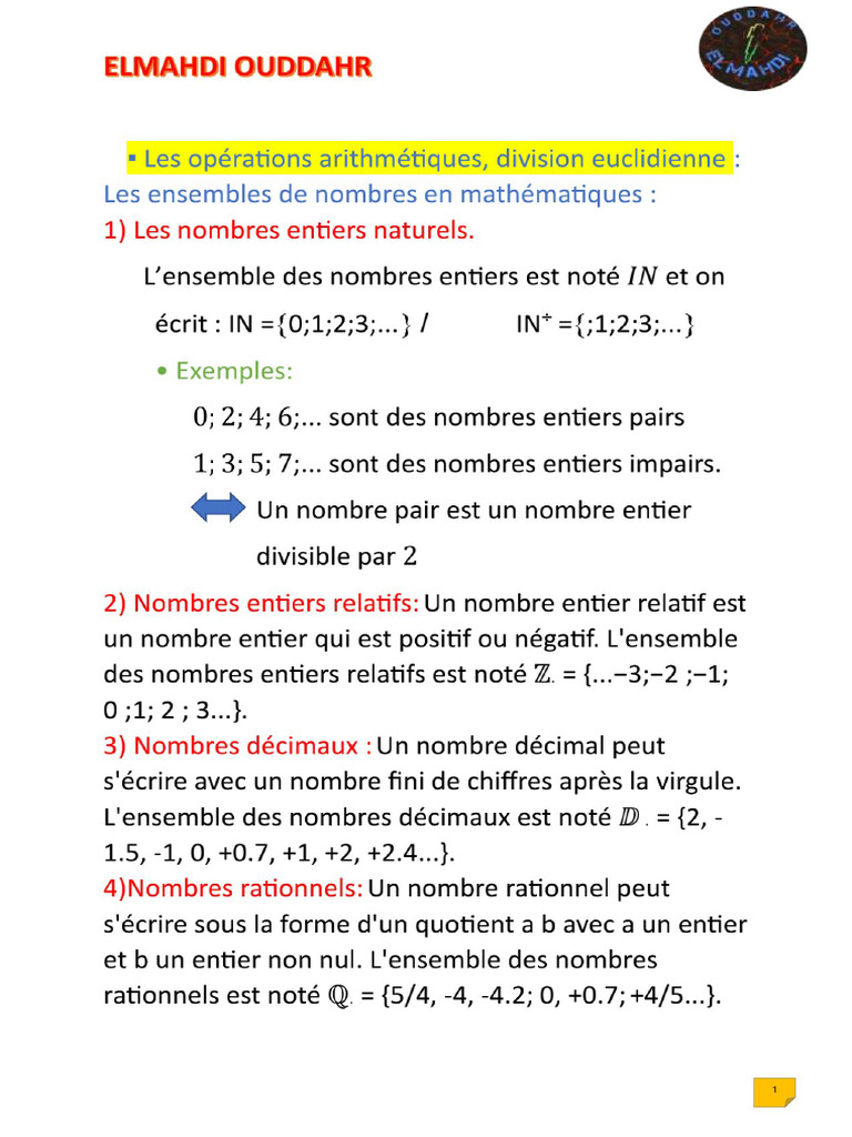 Les Cours de Mathématique Pour Préparer À L'enseignment Primaire | PDF