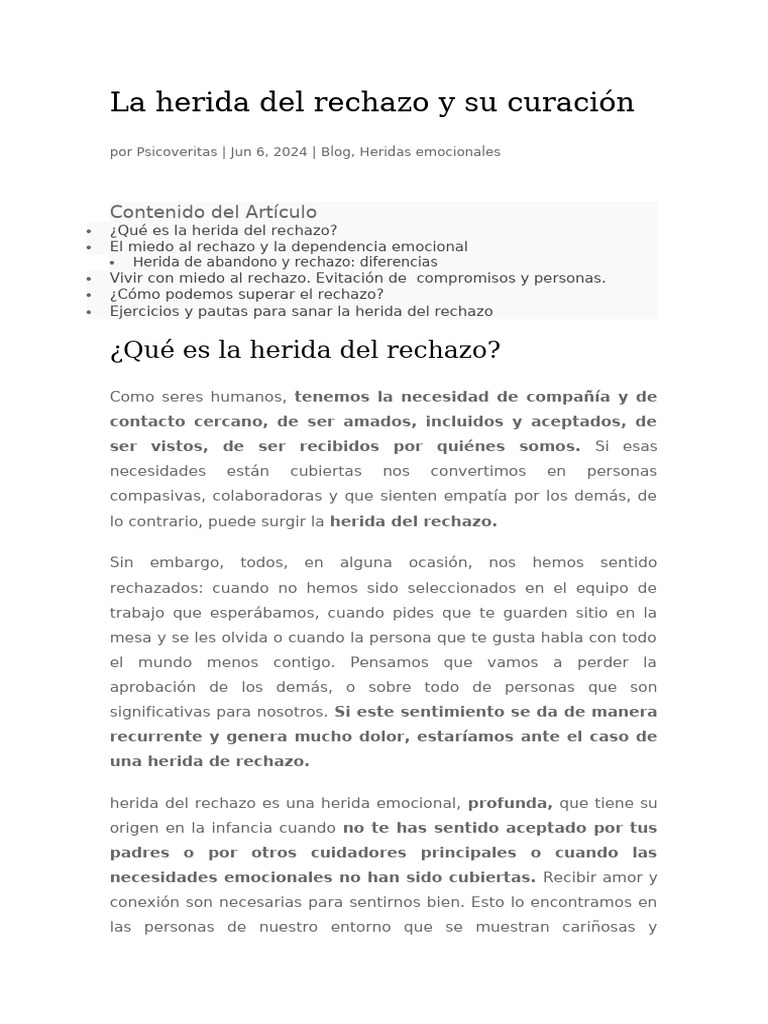 Herida De Rechazo Pdf
