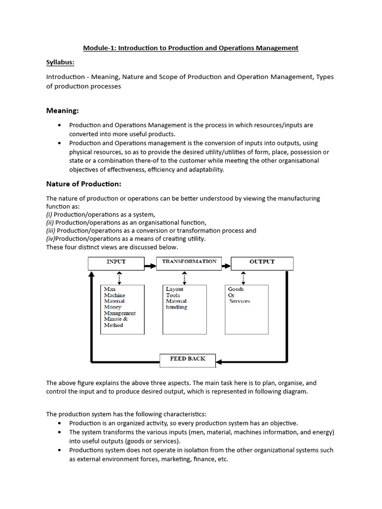 P&OM-Module-1 NOTES | PDF