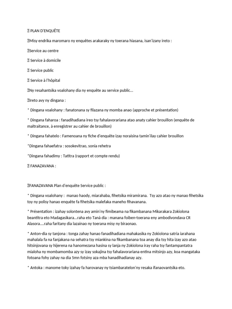 PLAN D'ENQUÊ Formation | PDF