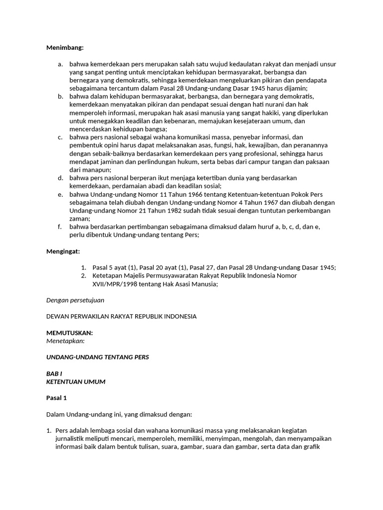Undang - Undang Pers | PDF