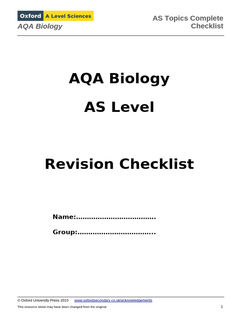 As Biology Complete Checklist | PDF