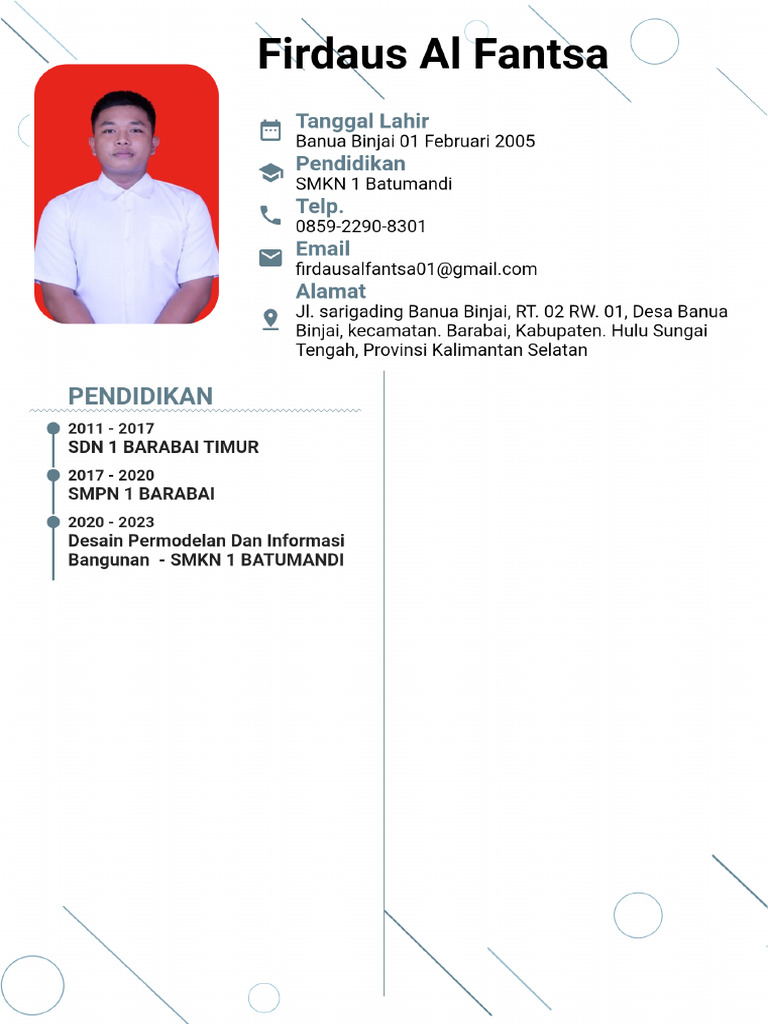 CV, Firdaus Al Fantsa | PDF
