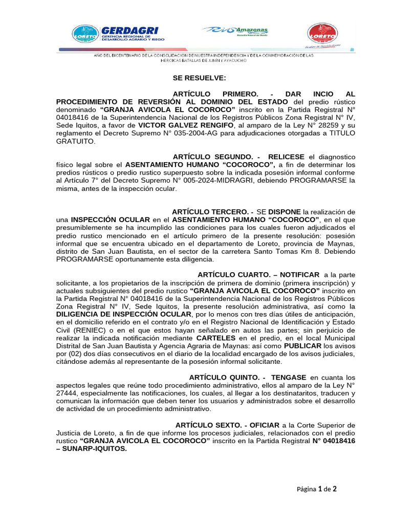 Modelo Parte Resolutiva | PDF