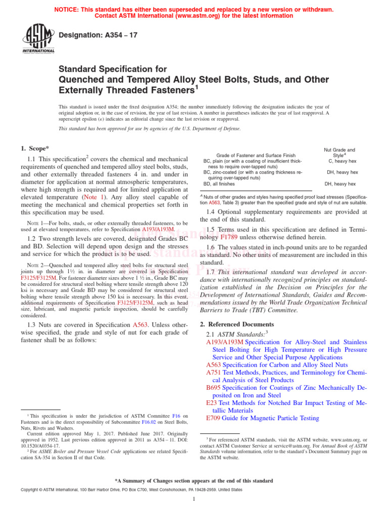 Astm A354 17 | PDF