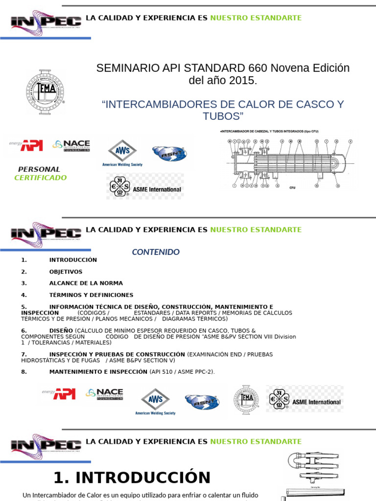 Presentación Básica de Intercambiadores de Calor API 660 | PDF