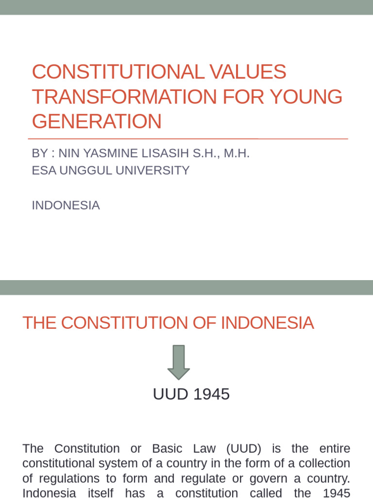 CONSTITUTIONAL VALUES TRANSFORMATION FOR YOUNG GENERATION SEPT 23 | PDF