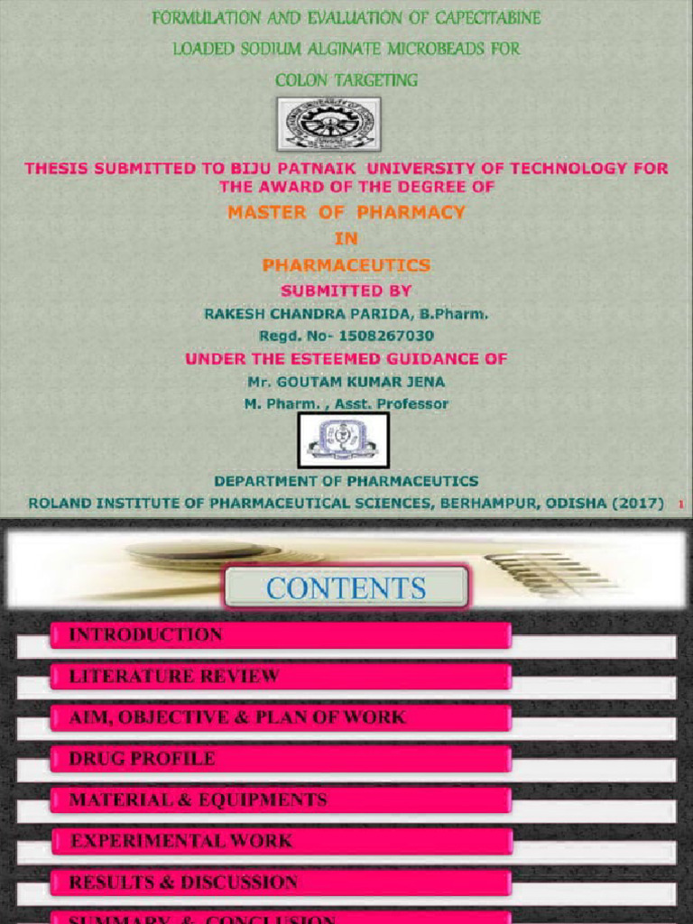 Rakesh Chandra Parida Mpharm Project Work 127097438 | PDF