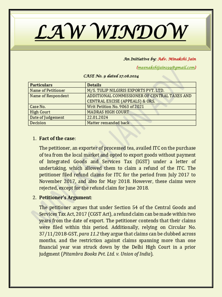 09 MS. TULIP NILGIRIS EXPORTS PVT. LTD Section 54 | PDF