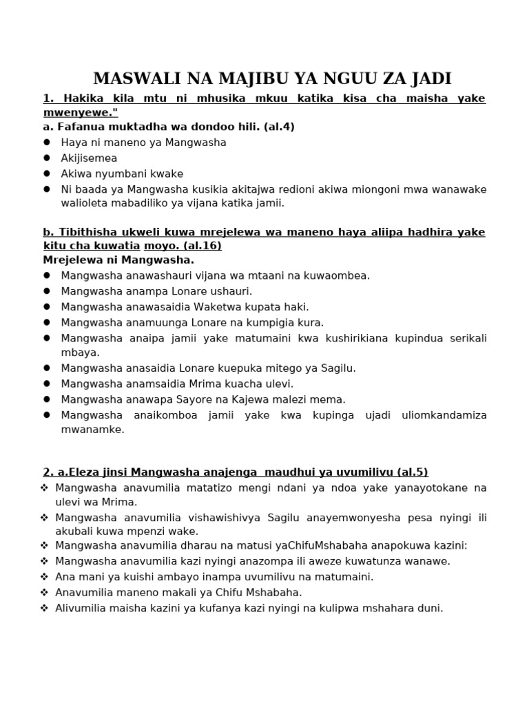 Nguu Za Jadi M&S | PDF