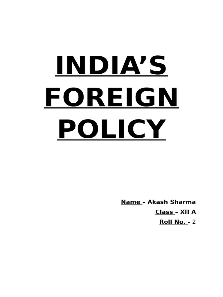 India's Foreign Policy | PDF