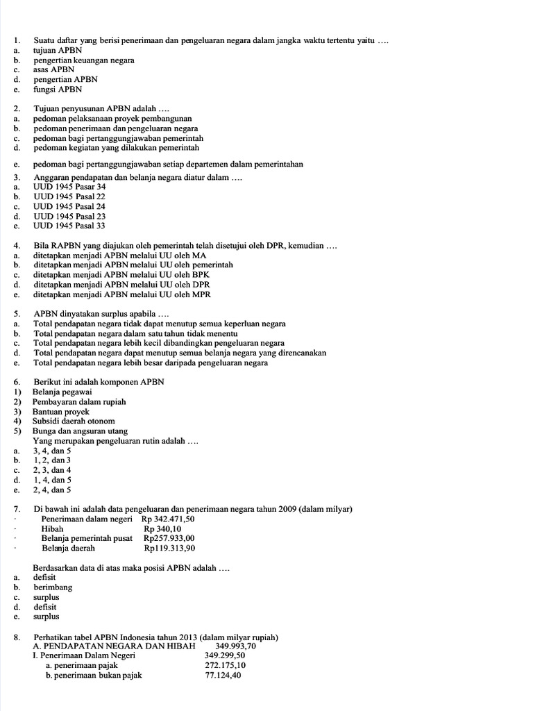 Latihan soalnAPBN APBD Dan PERPAJAKAN | PDF