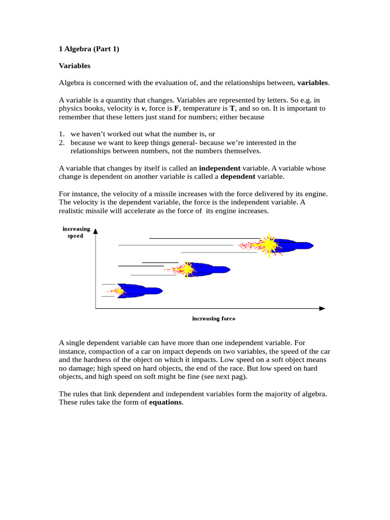 001 Algebra Part 1 Linear | PDF | Special Relativity | Variable (Mathematics)