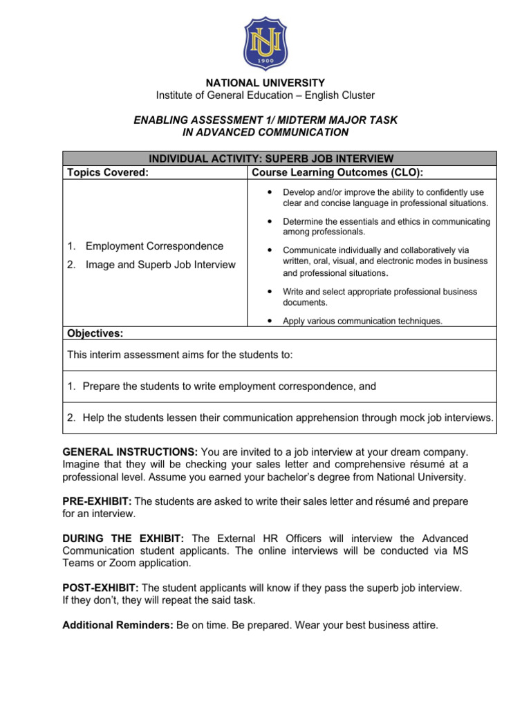 ACM-Enabling-Assessment-1-Superb-Job-Interview | PDF