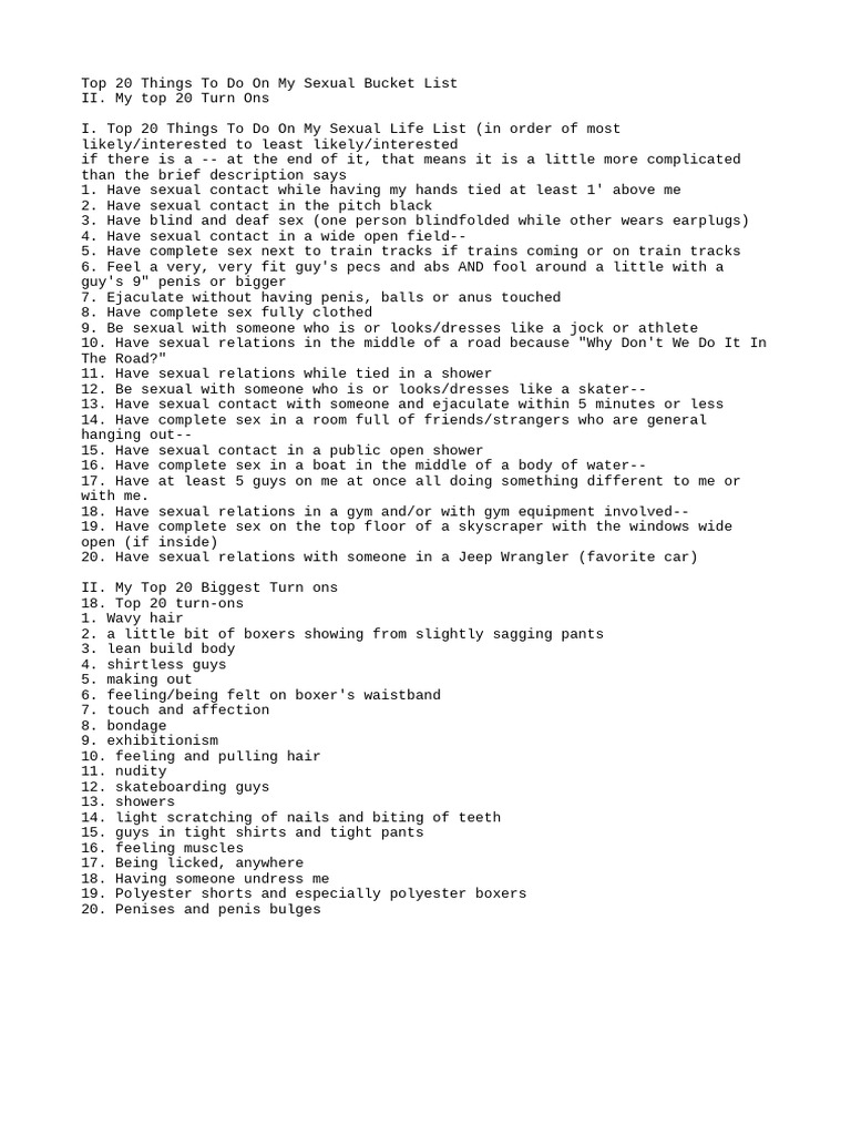 20 Things On My Sexual Bucket List | PDF