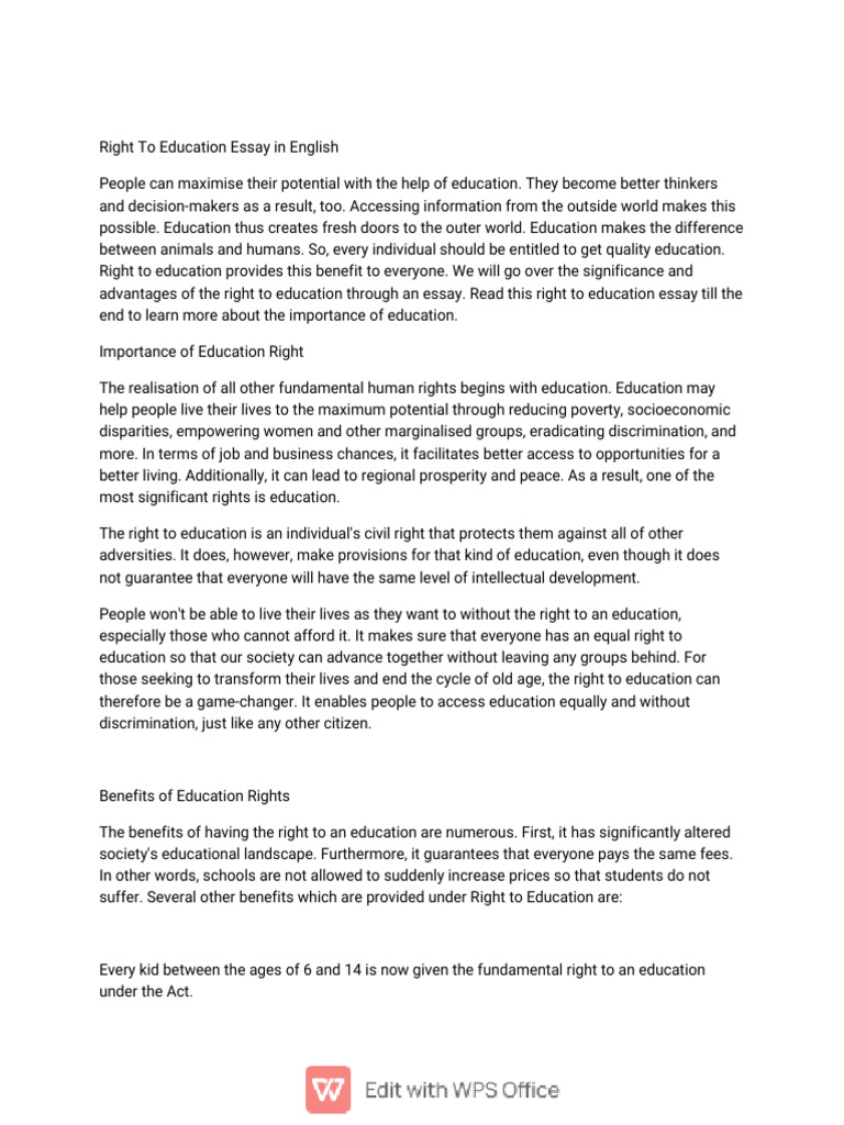 Importance of the Right to Education | PDF | Poverty | Poverty ...