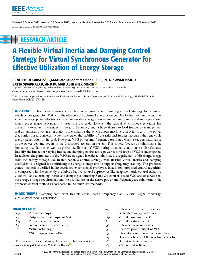A Flexible Virtual Inertia and Damping Control Strategy For Virtual Synchronous Generator For ...