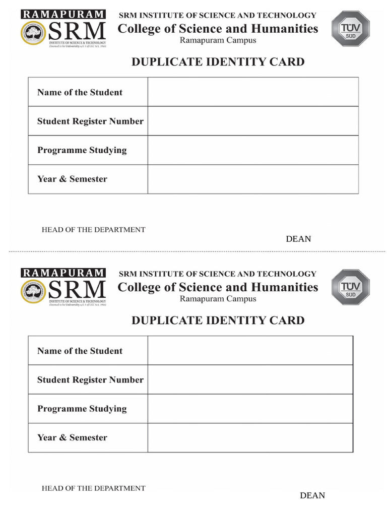 Duplicate ID Card | PDF
