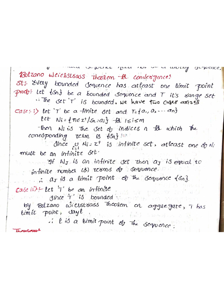M-4 Unit-1 Theorem Bolzano Weierstrass Theorem - 1125 | PDF