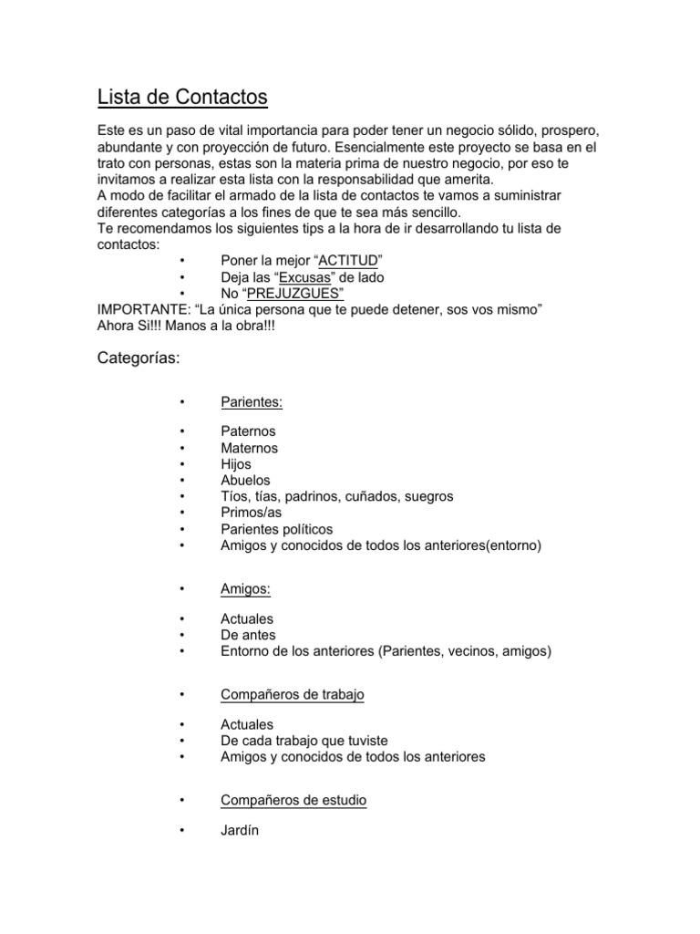 Como Hacer Una Lista de Contactos | PDF